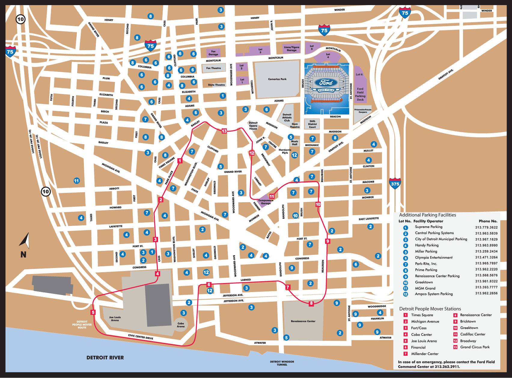Detroit Metro System Map (people Mover) - MapSof.net